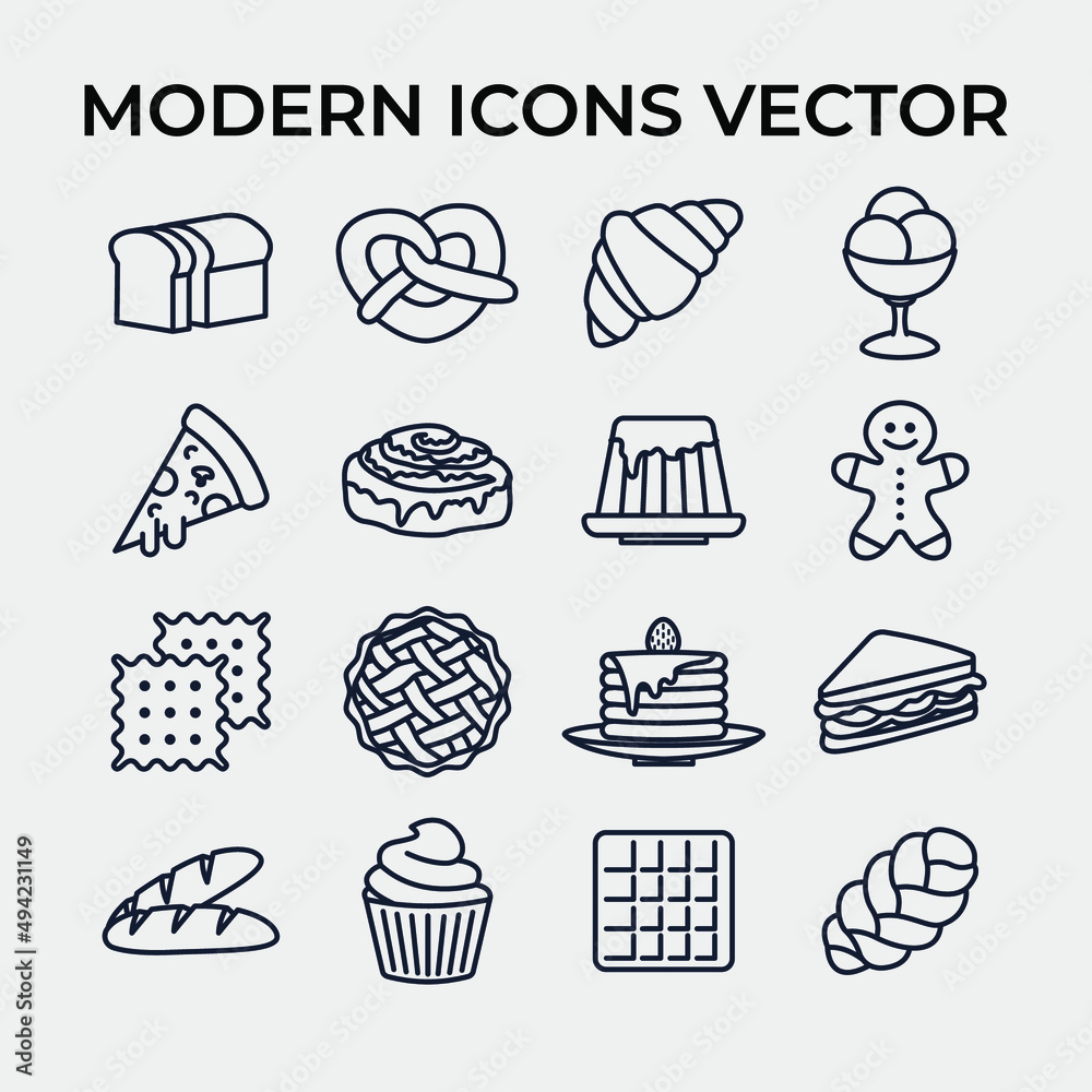 Bakery shop set icon symbol template for graphic and web design ...