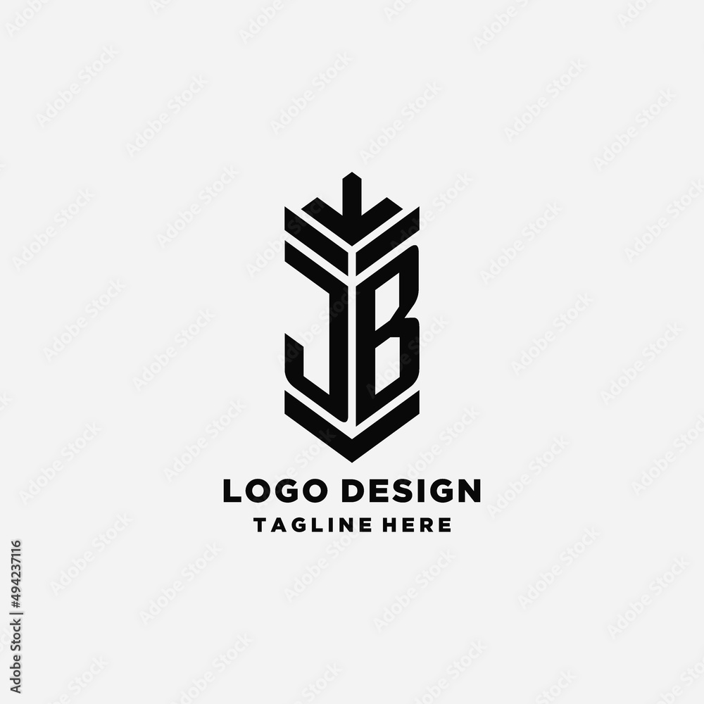 Initials JB shield logo design, creative monogram logo inspiration ...