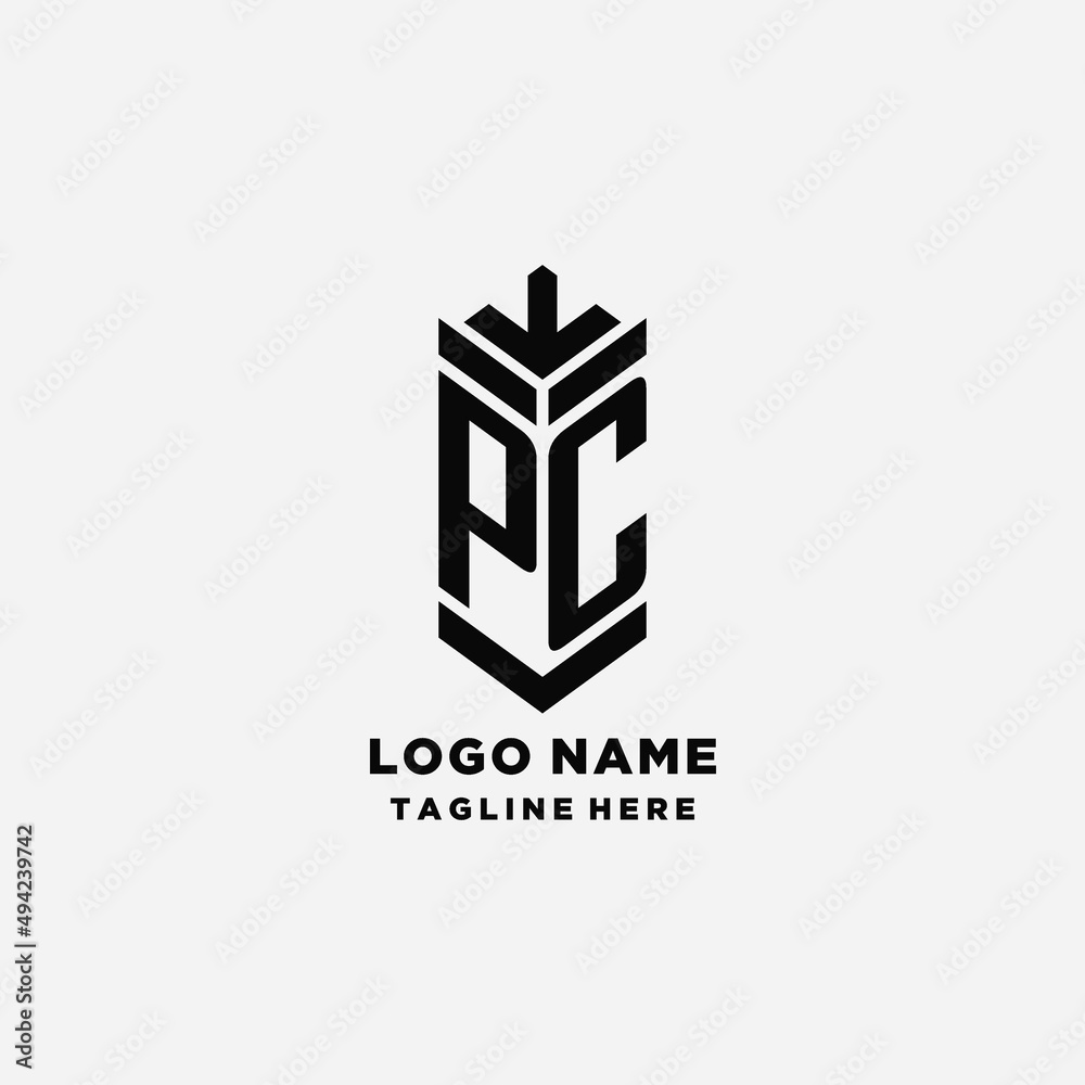 Initials PC shield logo design, creative monogram logo inspiration ...