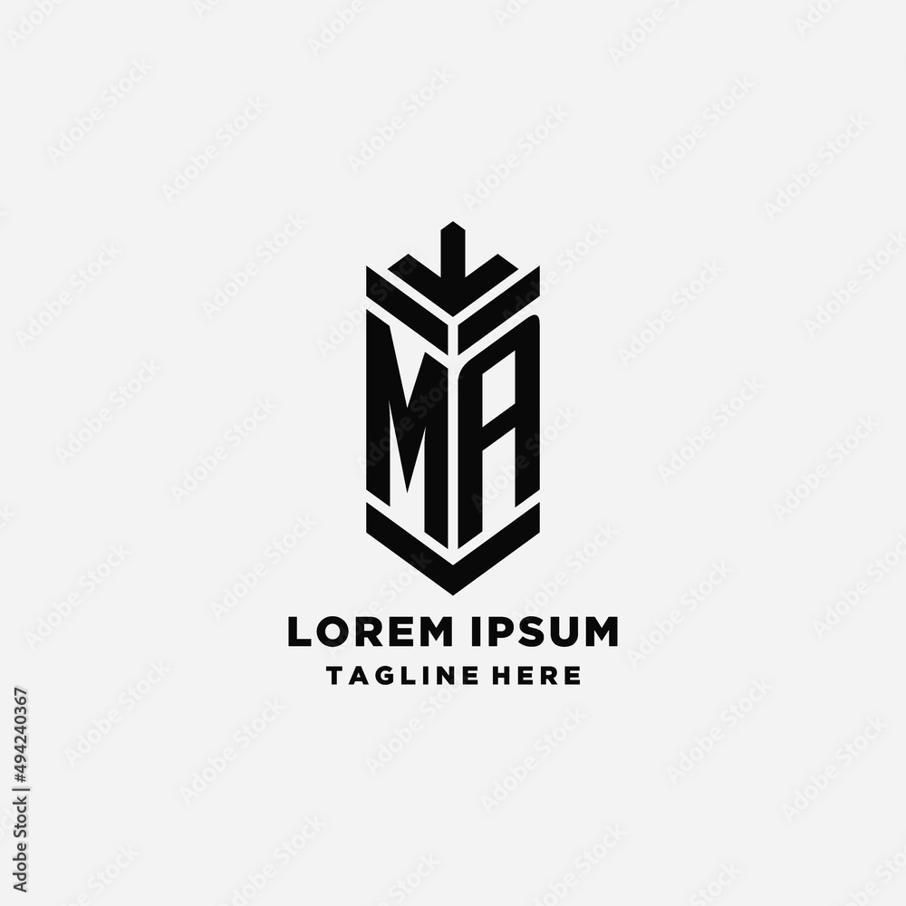 Initials MA shield logo design, creative monogram logo inspiration ...