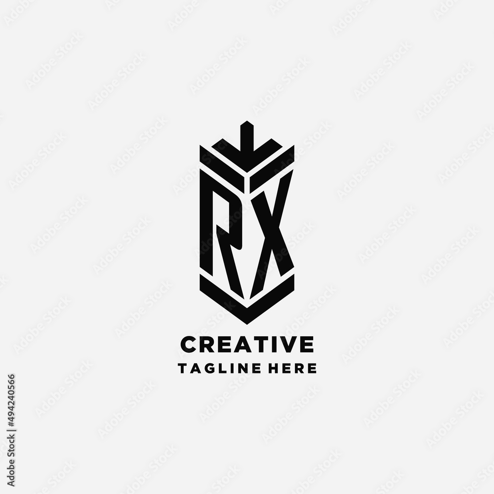 Initials RX shield logo design, creative monogram logo inspiration ...