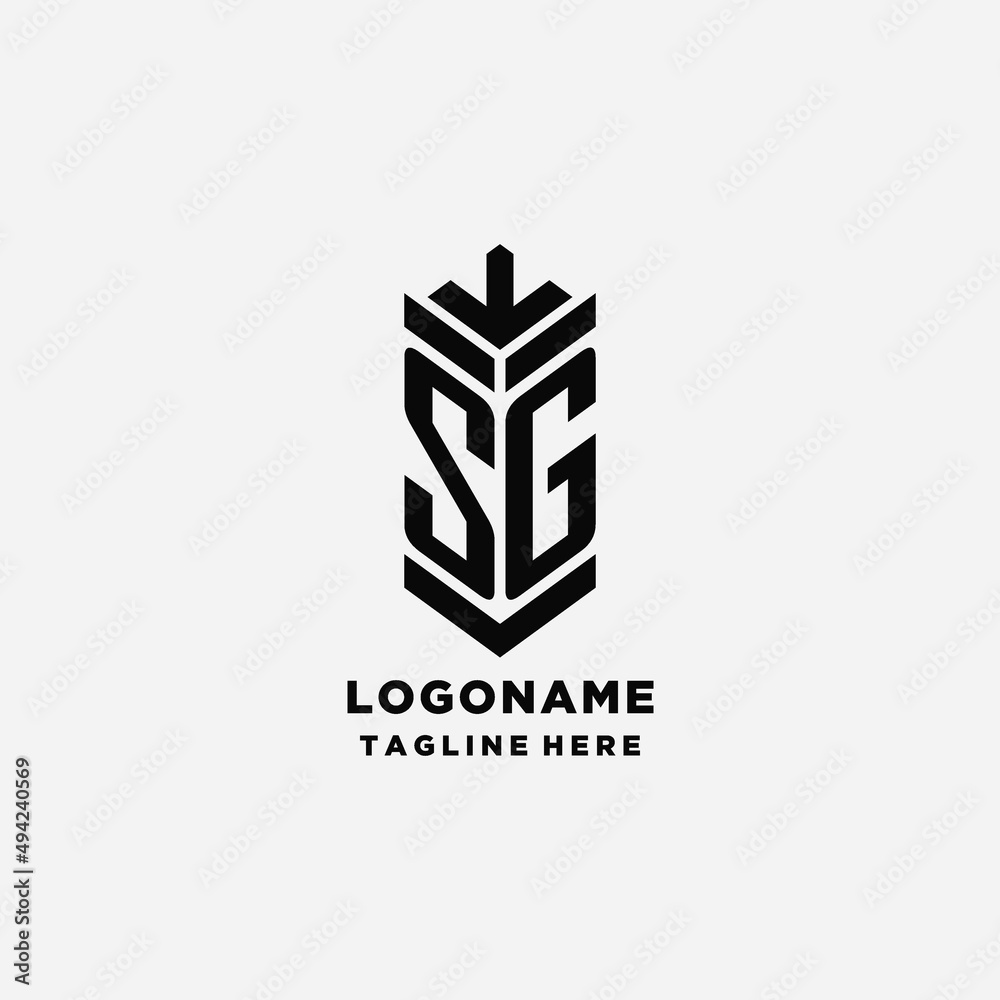 Initials SG shield logo design, creative monogram logo inspiration ...