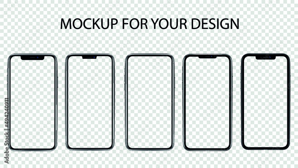 Smartphone frameless mockup, Mobile phone on transparent background ...