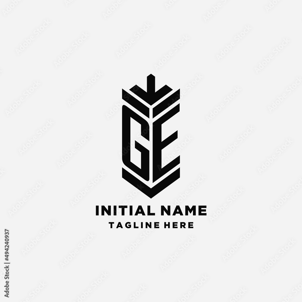Initials GE shield logo design, creative monogram logo inspiration ...
