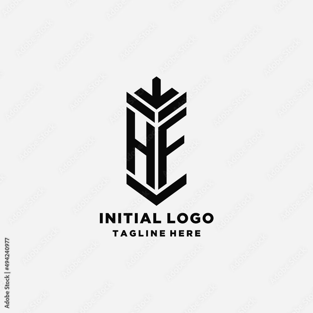 Initials HF shield logo design, creative monogram logo inspiration ...
