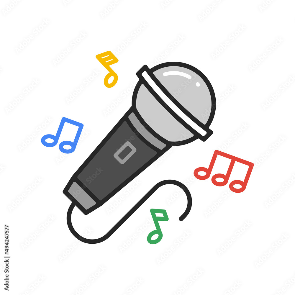Cartoon microphone, Vector, Illustration, Icon. Stock Vector | Adobe Stock