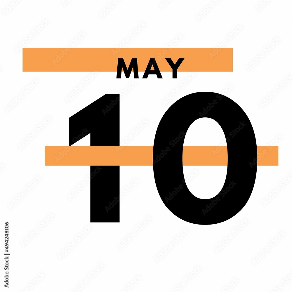 May 10 . Modern calendar icon .date ,day, month .Flat style calendar ...