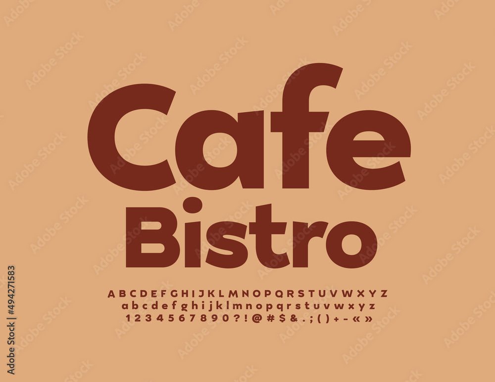 Vector elegant logo Cafe Bistro. Brown simple Font. Stylish Alphabet ...