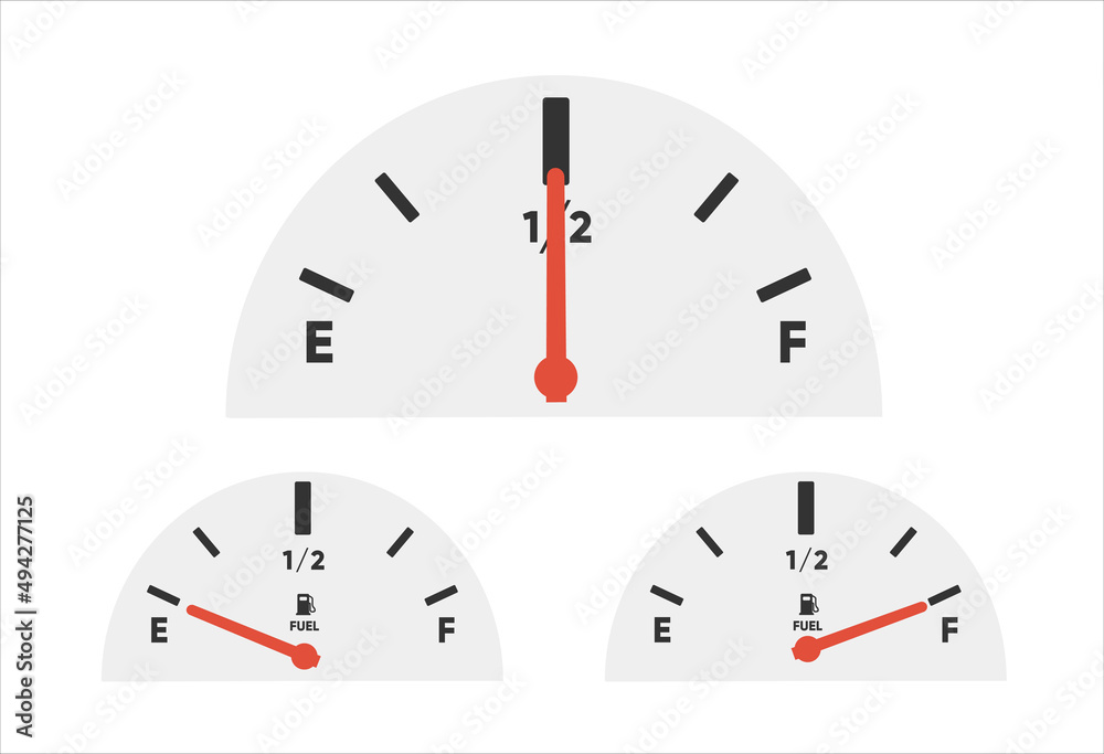 Gas tank gauge. Set of Fuel gauge scales. Fuel meter. Fuel indicator ...