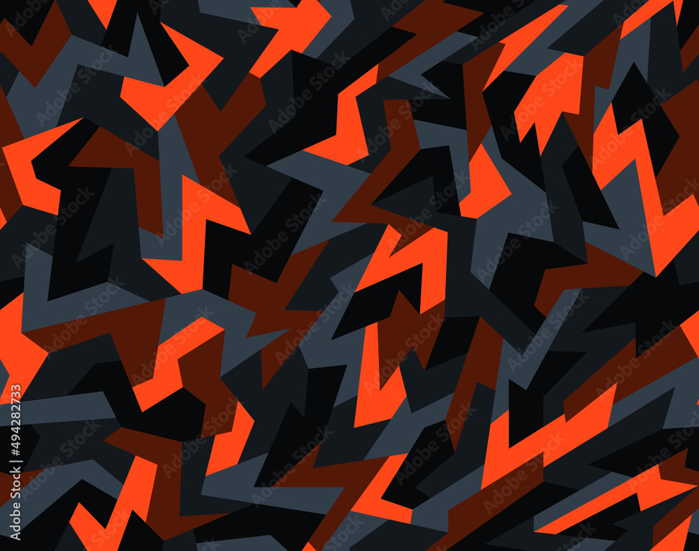 Geometric camouflage seamless pattern. Abstract modern military camo ...