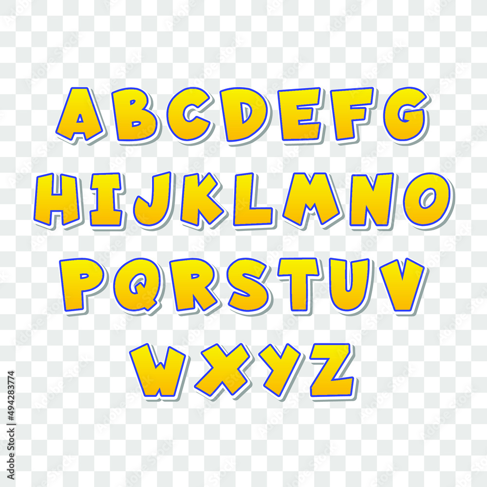 Cheerful, colorful font. Vector set of letters in a children's style ...
