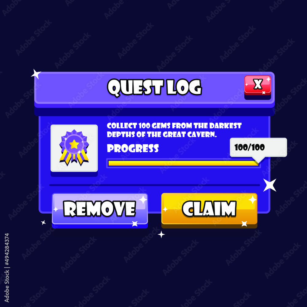 Game Popup Menu Settings. Buy. Exit. Level Complete with buttons ...