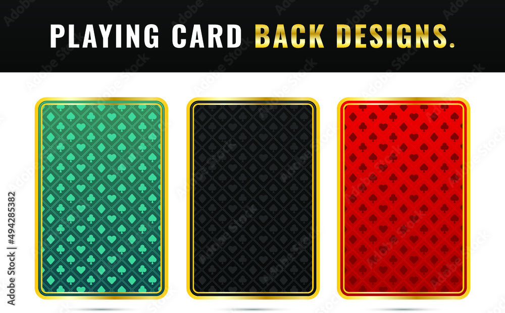 Three back-side designs of playing cards on white background. Playing ...