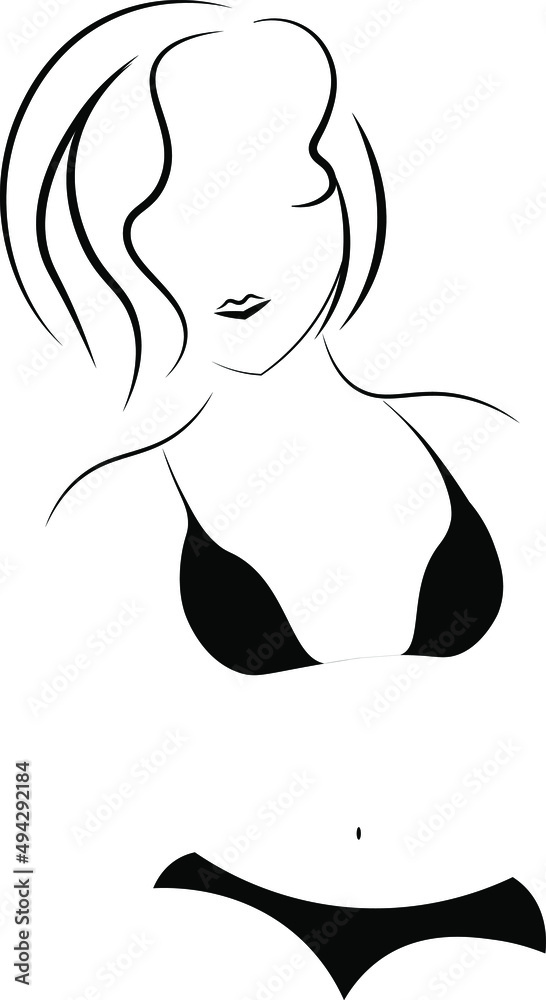 Woman in the bikini swimwear stock image. Swimsuit vector outlines. Stock Vector | Adobe Stock