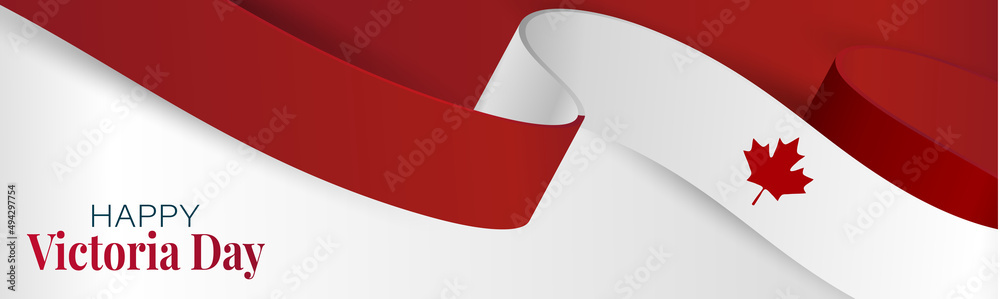 Victoria Day Canada Holiday banner background. Waving ribon, national ...