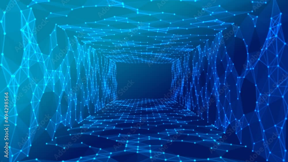 Animated blue intro background logo frame. Design moving mosaic tunnel ...