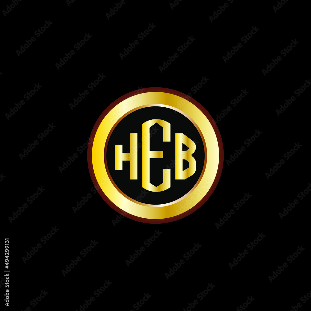HEB letter circle logo design. HEB letter logo design with black ...