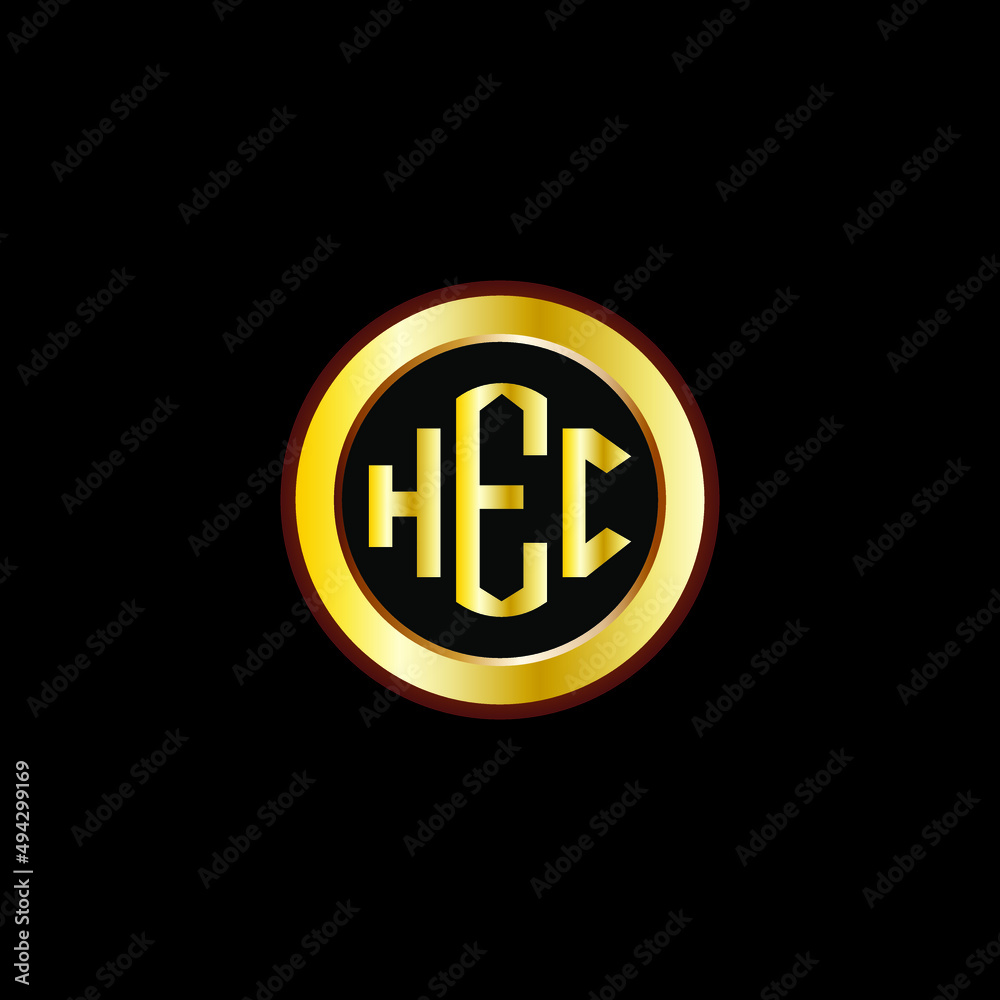 HEC letter circle logo design. HEC letter logo design with black ...