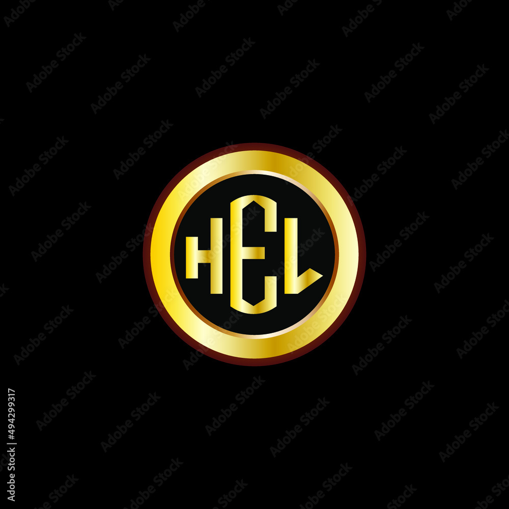 HEL letter circle logo design. HEL letter logo design with black ...