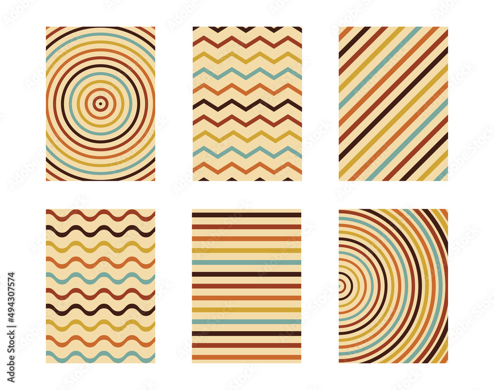 Retro 70s geometric abstract poster set. Vector background Stock Vector ...