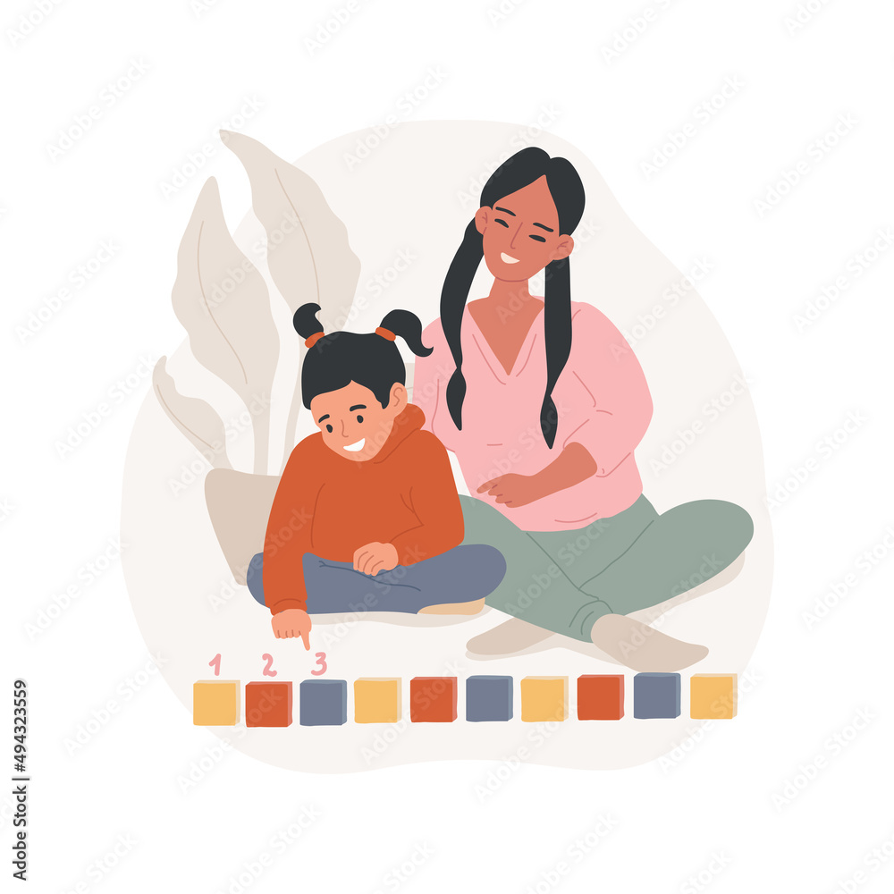 Counting objects isolated cartoon vector illustration. Child learns to ...