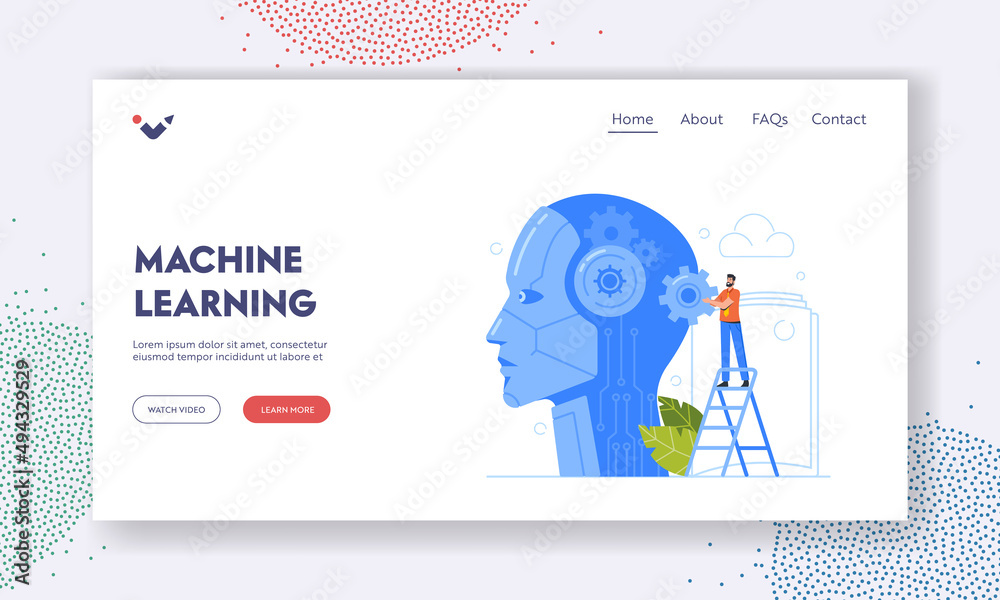 Machine Learning Landing Page Template. Robot Training, Robotic ...
