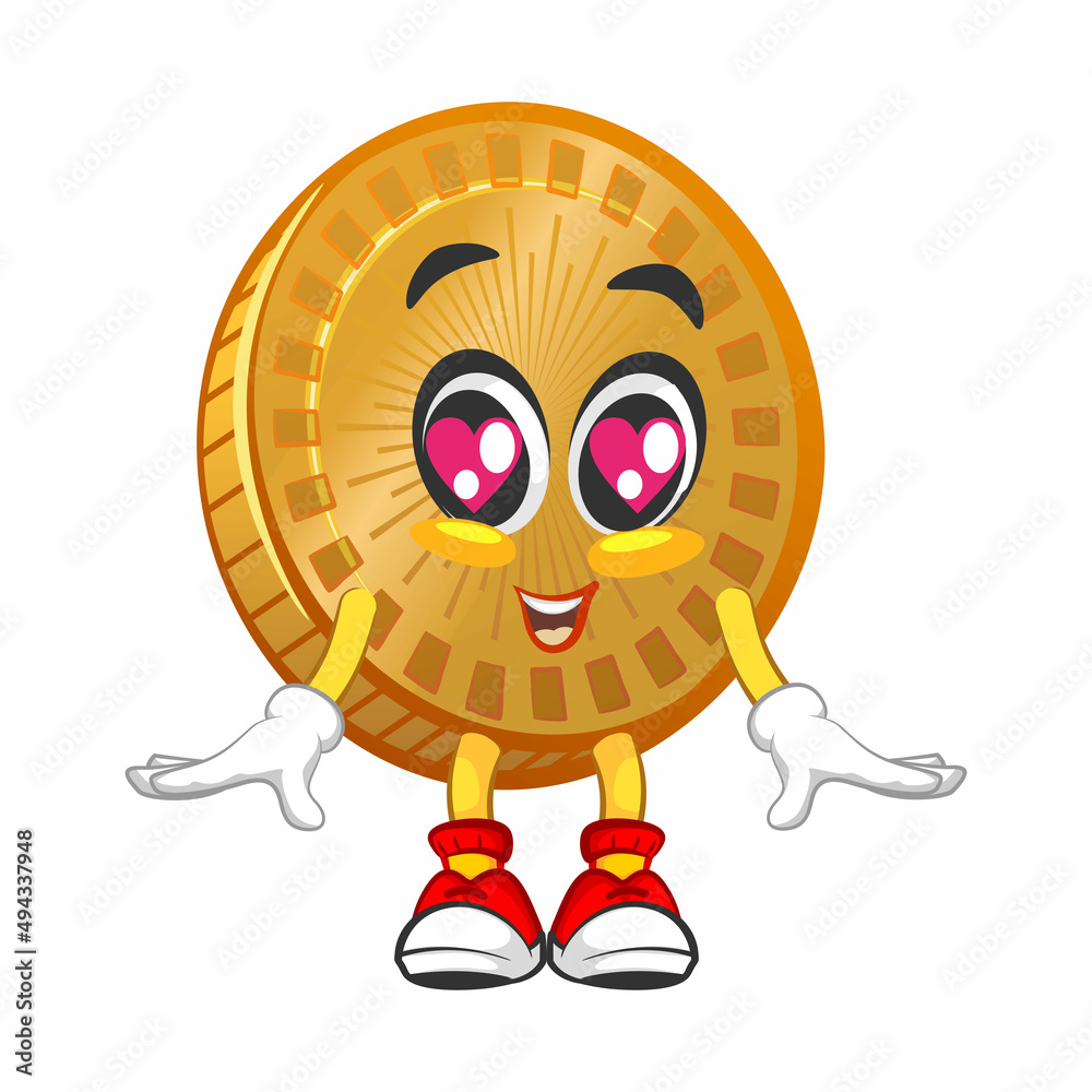 vector cartoon illustration of cute coin mascot in love Stock Vector ...