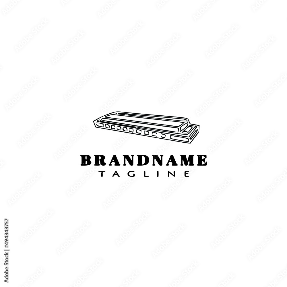 harmonica logo cartoon icon design template black isolated vector ...