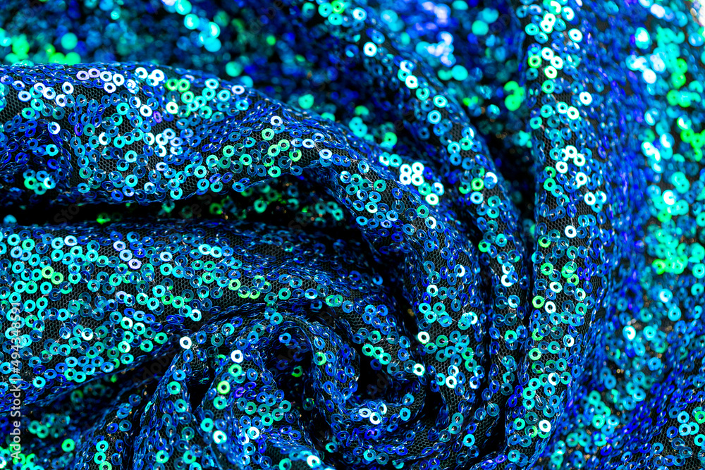 Sequins texture.Green blue sequins background.Shiny blue and green ...