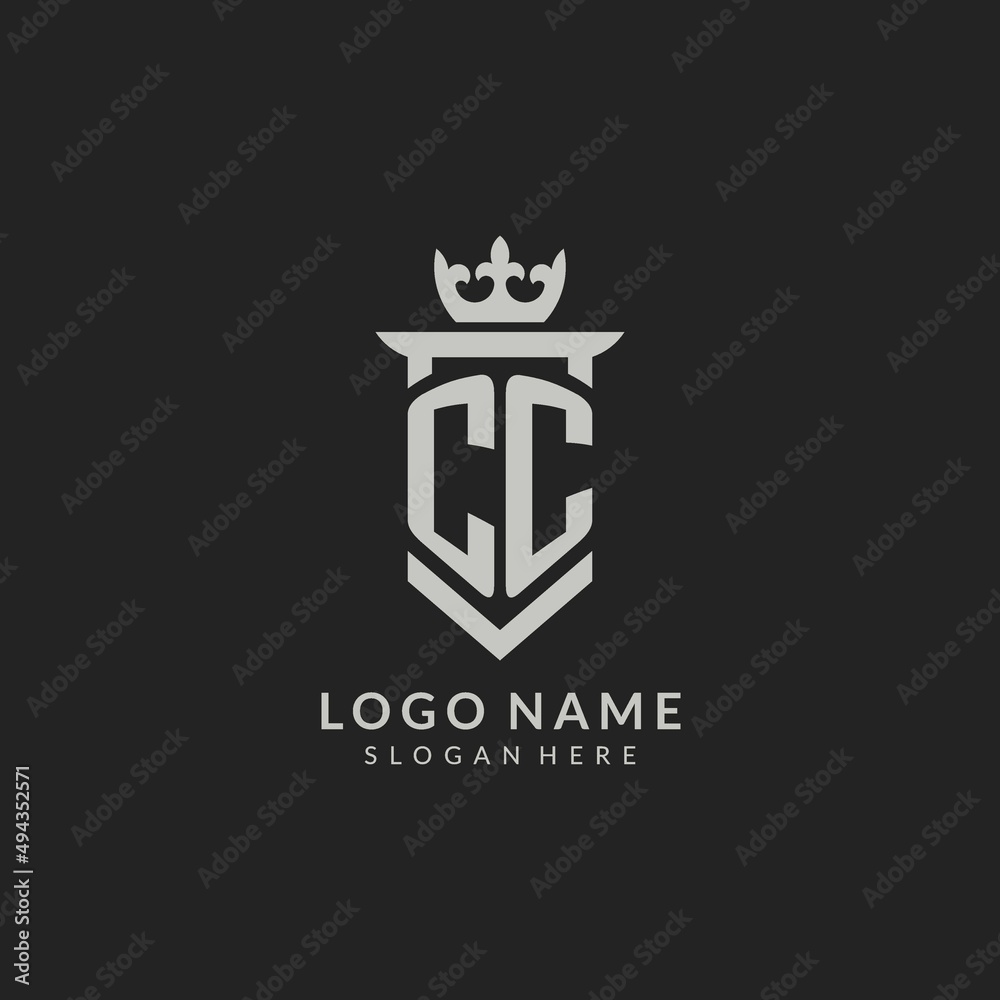Initial CC shield and crown logo style Stock Vector | Adobe Stock