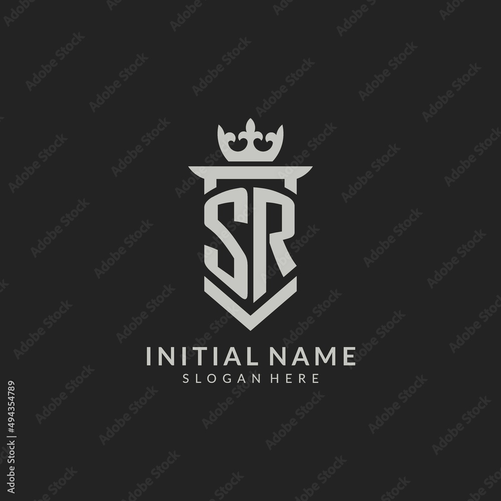 Initial SR shield and crown logo style Stock Vector | Adobe Stock