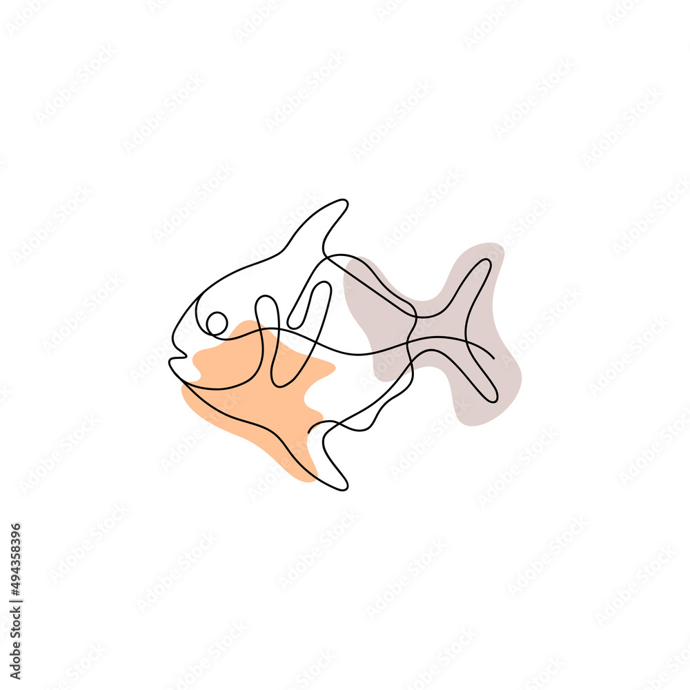 One line Fish, Fish line drawing, Fish line art, Fish line art logo ...