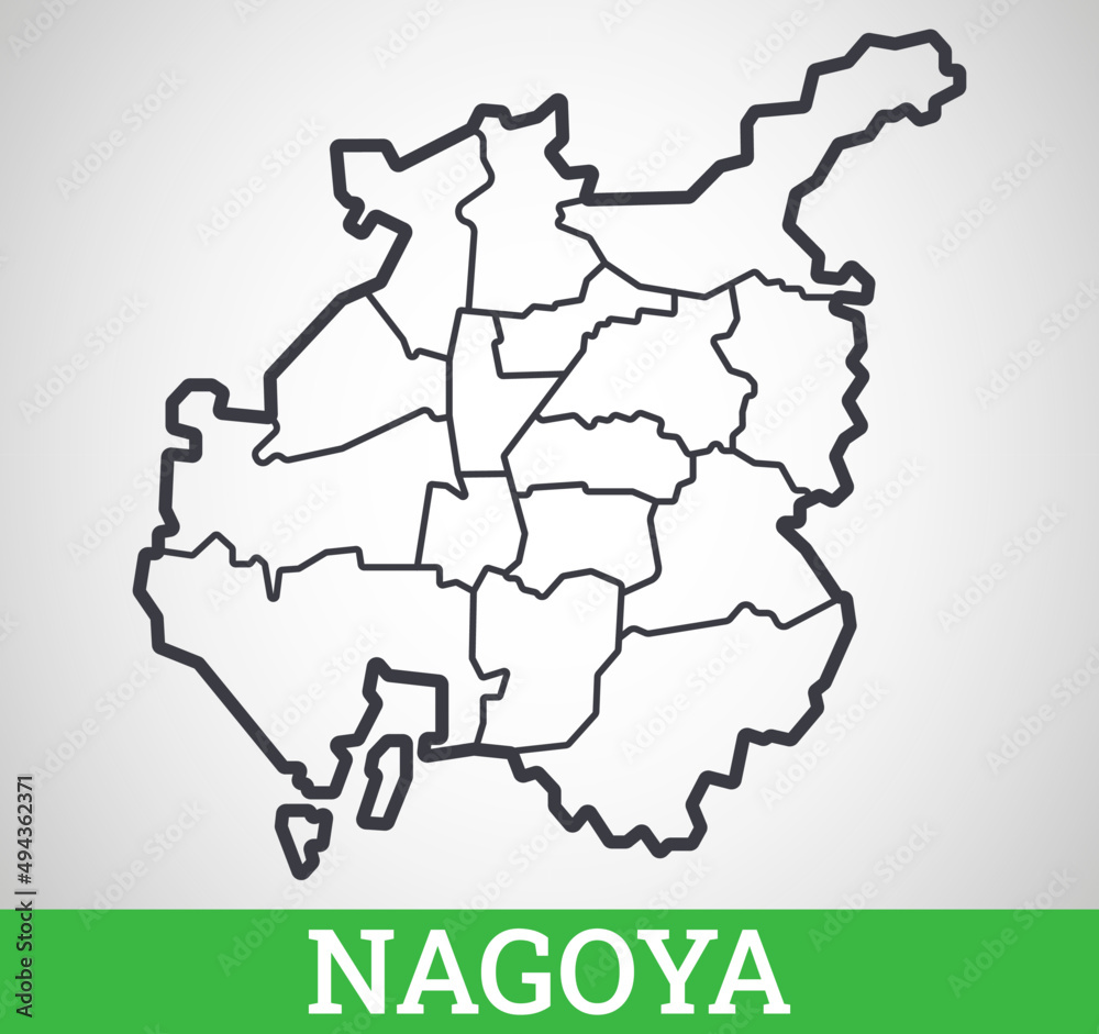 Simple outline map of Nagoya. Vector graphic illustration. Stock Vector ...