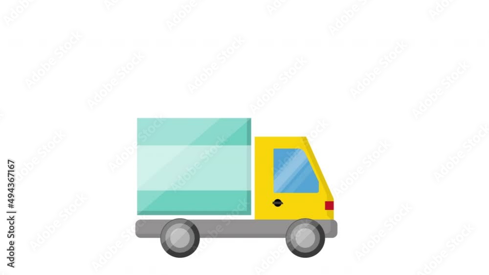 4K Animated cartoon design of package and shopping bags falling into a ...