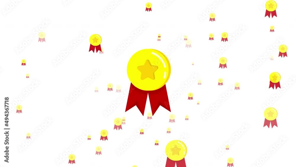 4K 3D Flying Particle golden Medal Animated Pattern Design. Champion ...