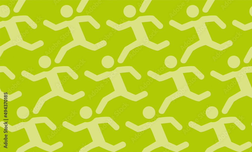 Seamless texture. Football player on a green background. Many repeating ...