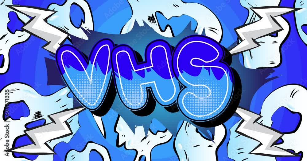 VHS. Motion poster. 4k animated Comic book word text moving on abstract ...
