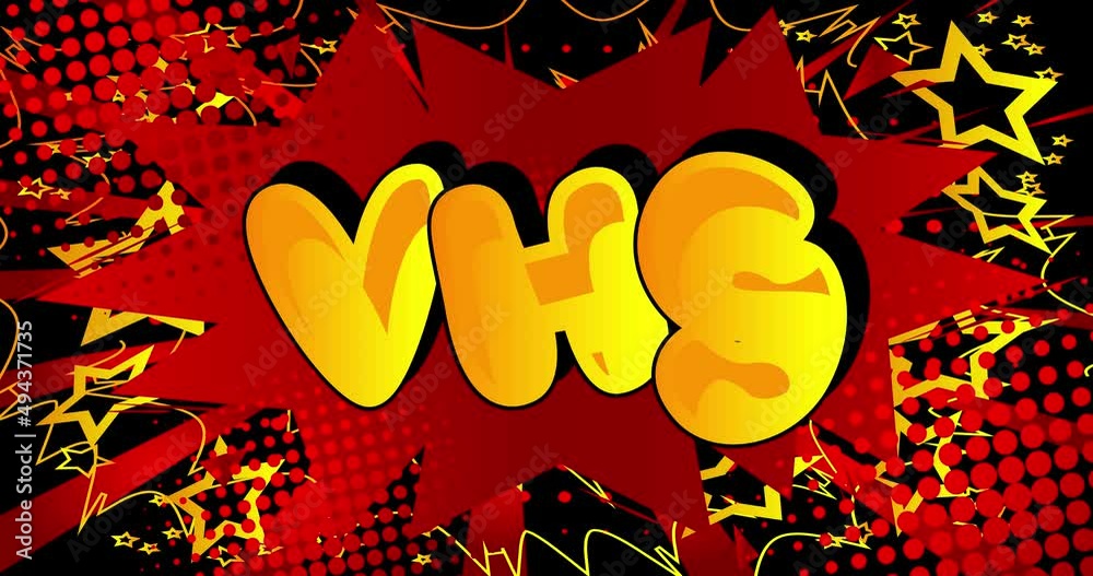 VHS. Motion poster. 4k animated Comic book word text moving on abstract ...