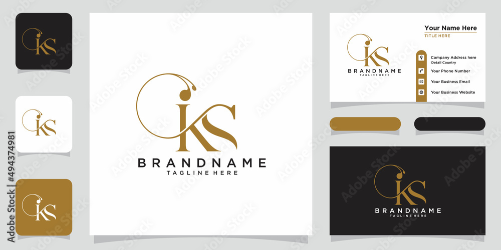 Alphabet letters Initials Monogram logo KS with business card design ...