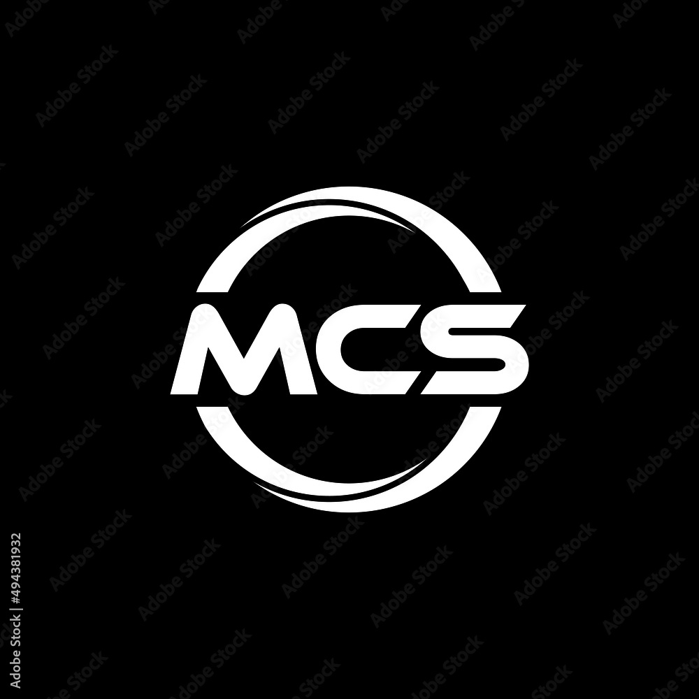 MCS letter logo design with black background in illustrator, vector ...