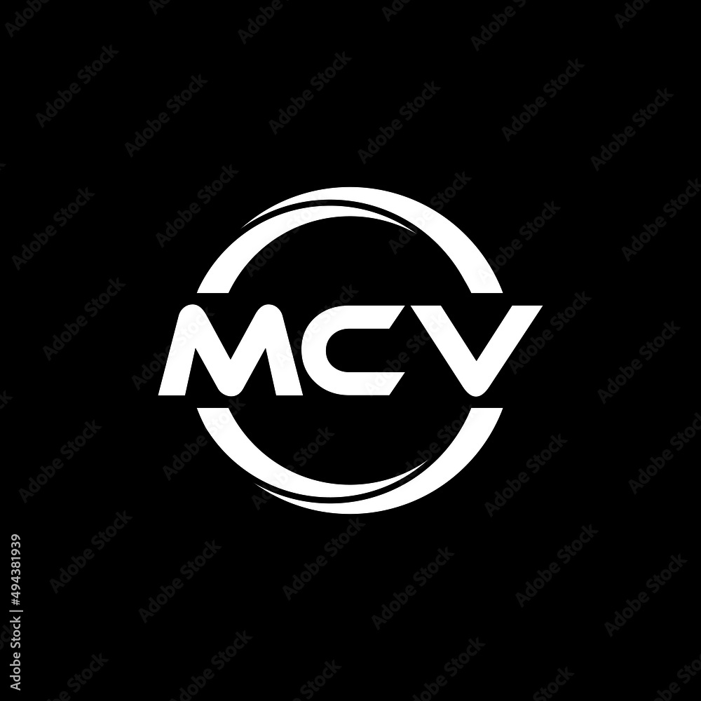MCV letter logo design with black background in illustrator, vector ...