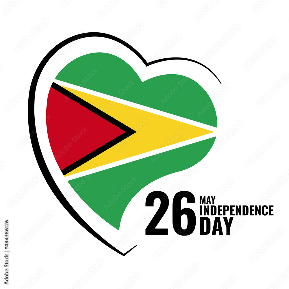 Vector Illustration of Guyana Independence Day. Guyana flag in heart shaped Stock Vector | Adobe ...