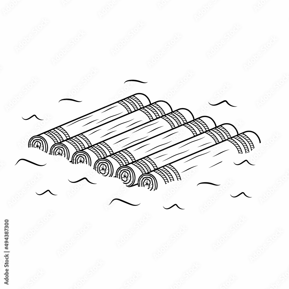 Photo & Art Print Wooden raft, isolated vector illustration black ...
