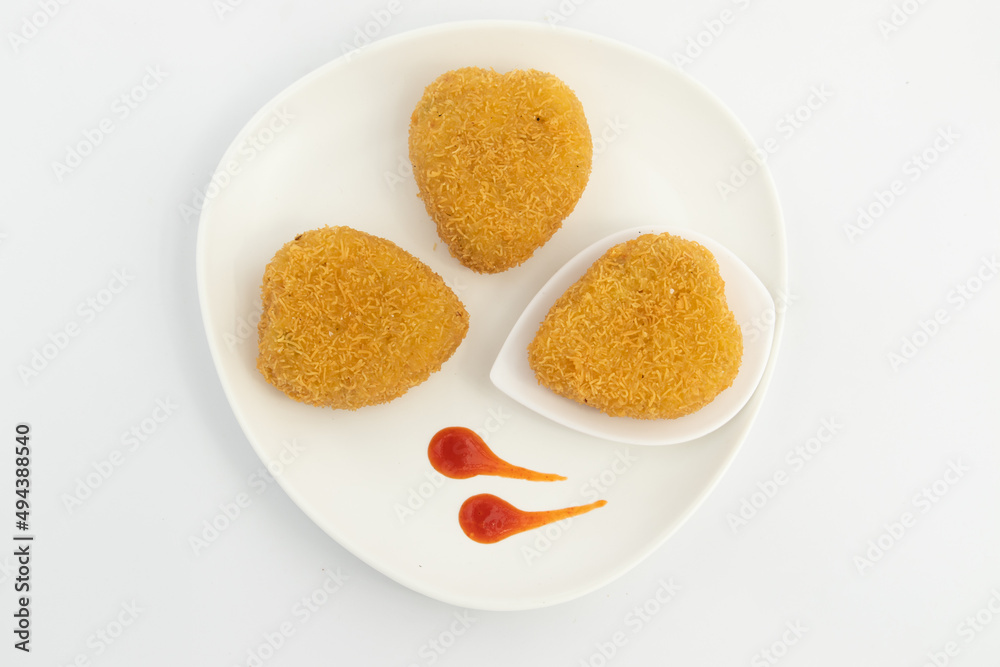 Heart Shaped Veg Paneer Cutlet Tikki With Bhujia Sev Coating Made Of ...