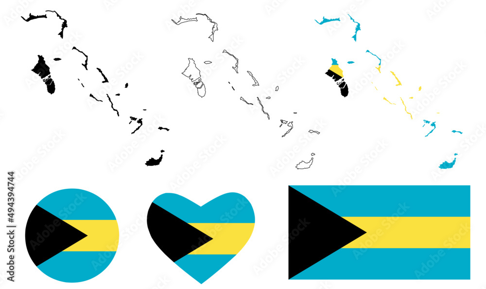 Bahamas Map Flag Icon Set Stock Vector Adobe Stock