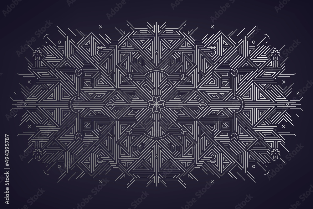 Vector monogram design in vintage and mono line style, abstract silver ...