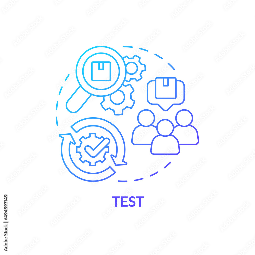 Test blue gradient concept icon. Search product qualities in work ...