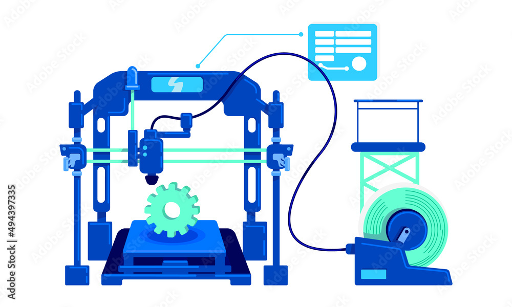 Digital manufacturing semi flat color vector object. Full sized item on ...