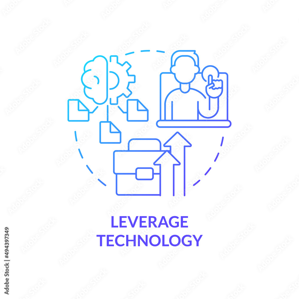 Leverage technology blue gradient concept icon. Smart system. Way to ... Leverage technology blue gradient concept icon. Smart system. Way to ...