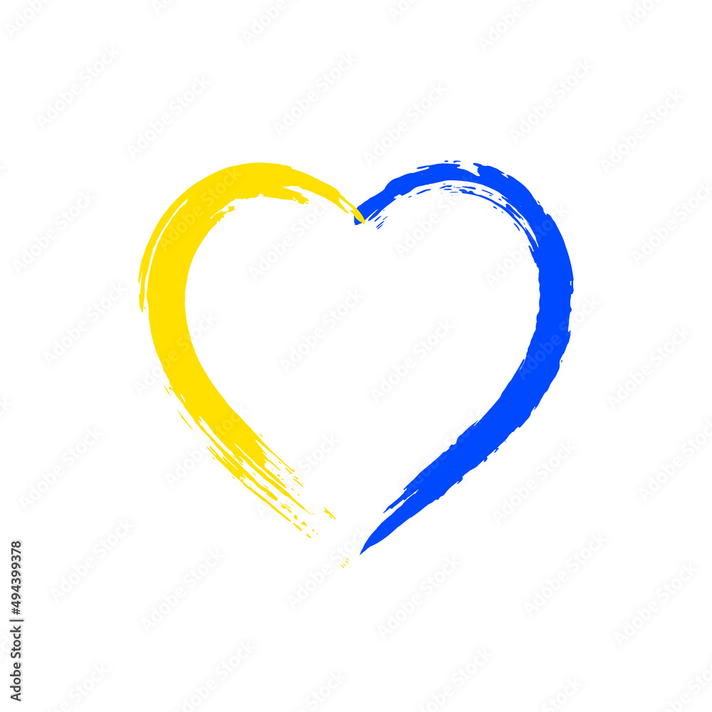 Vector heart in colors of ukrainian national flag. Support Ukraine sign ...